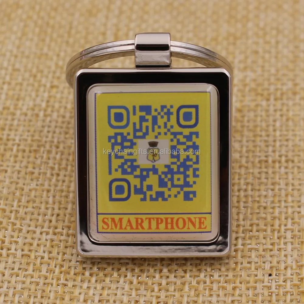 Promotion Custom Rectangle Metal Printing Qr Code Keychain - Buy Qr ...