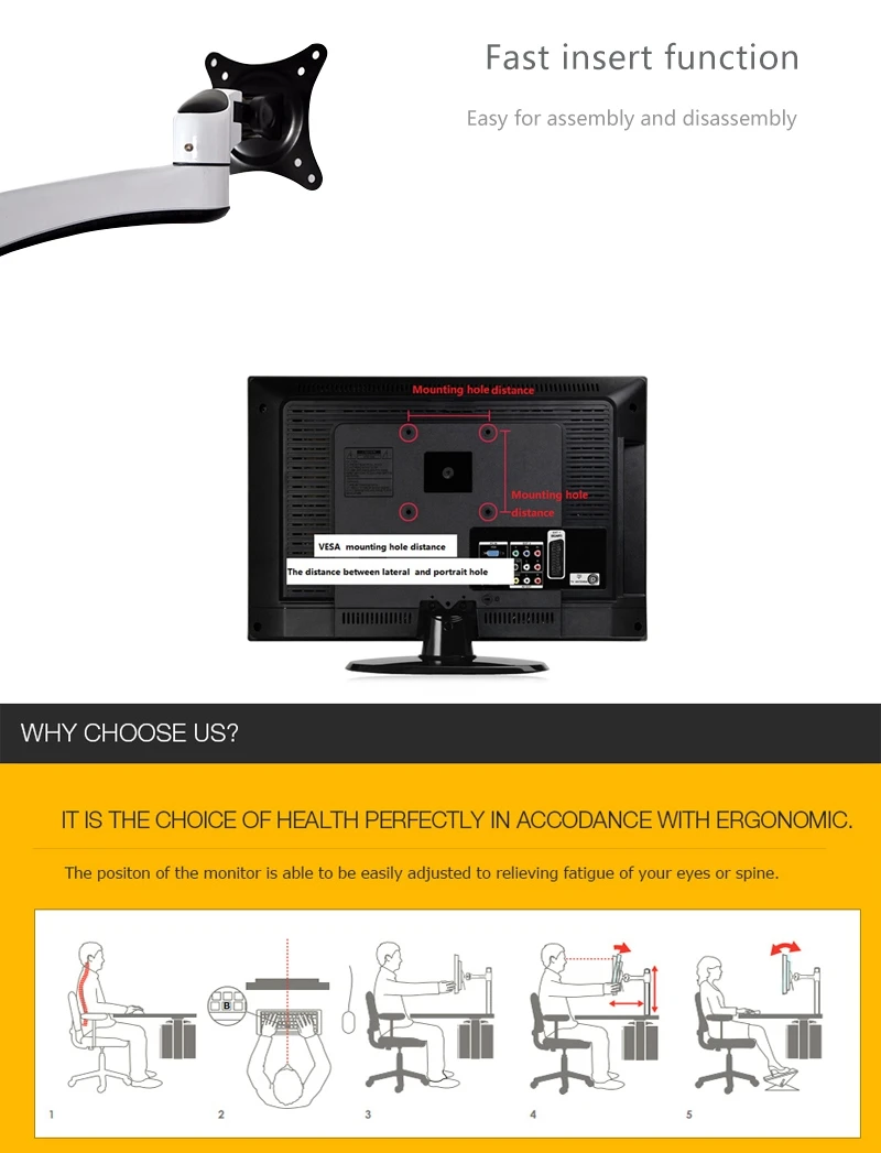 Single-side Monitor Bracket Lcd Monitor Stand Desktop Mount With ...