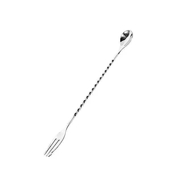 Stainless Steel Long Twisted Mixing Spoon With Fork Stirrer Swizzle ... Stainless Steel Long Twisted Mixing Spoon With Fork Stirrer Swizzle ...