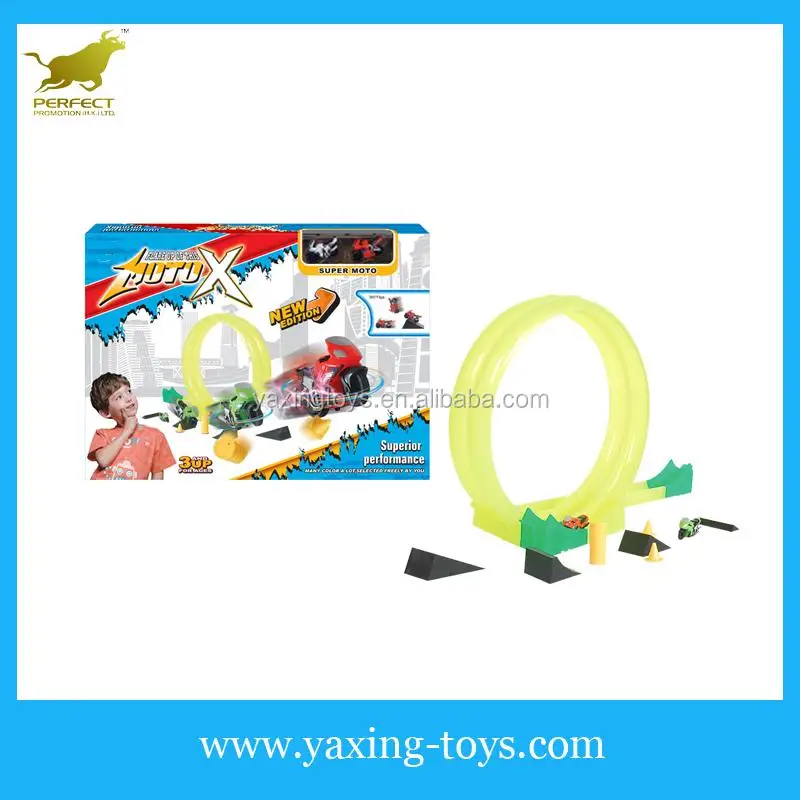 Kids Super Speed Stunt Motorcycle Track With Friction Motorcycle Set ...