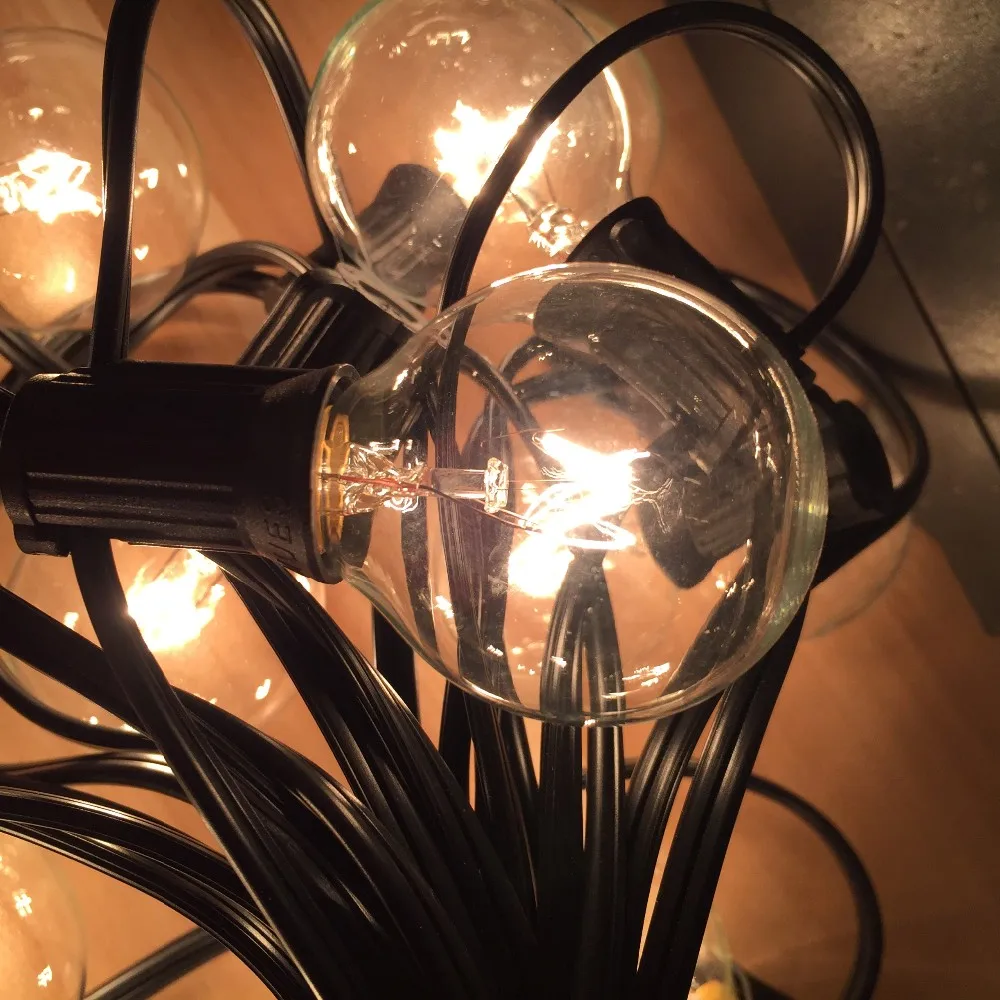 25ft Outdoor E12 G40 String Light With 25pcs Clear 5w Tungsten Bulb ...