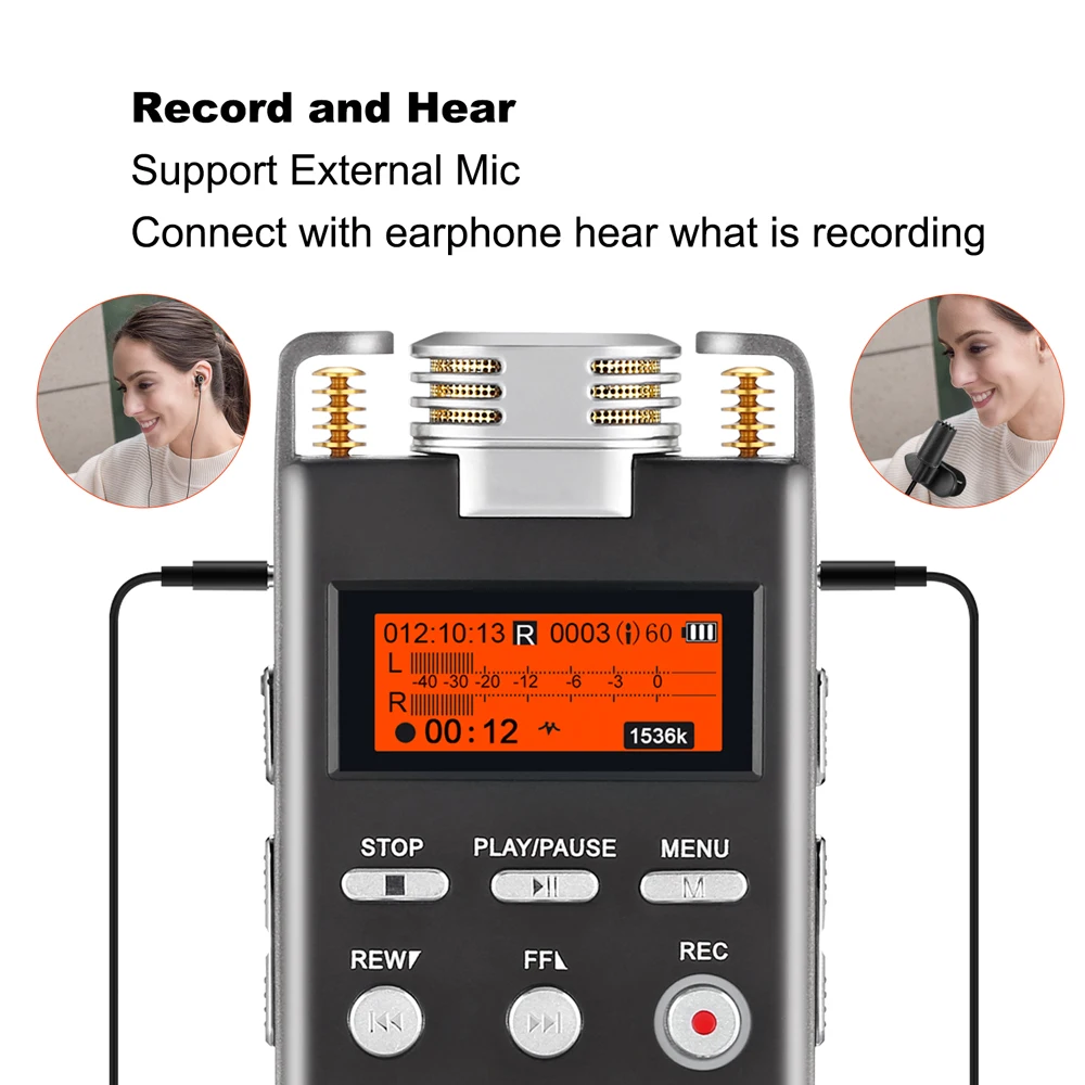 Aomago Pcm Audio Recording Device Digital Voice Recorder 8gb With Mp3 ...