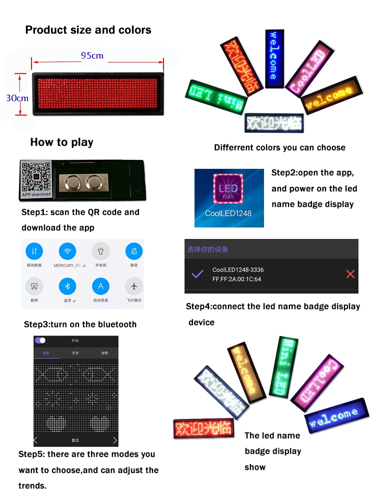 Multi-language Led Name Badge Display/led Name Tag/mini Led Mobile Sign ...