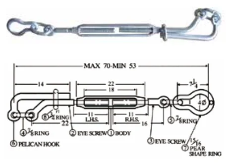 Forged Marine Deck Lashing Turnbuckle With Pelican And Pear Shape Link ...