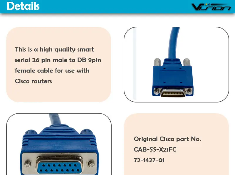 Cisc0 - X.21 Cable (DCE) - 26 Pin Smart Serial (M) - DB-15 (F)