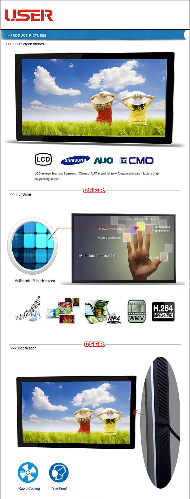 High Quali 22 inch Square Screen 1680*1050 Computer LCD Monitor With A+ ...