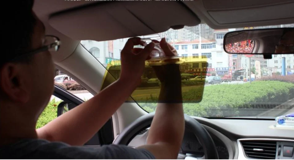 Anti-glare Blocker Uv Fold Flip Down Hd Clear View Visor Car Sun Visor ...