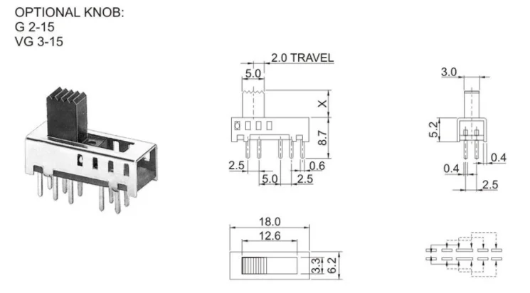 DP4T SS24E01-G5 Slide Switches - Reliable 4 Position Toggles