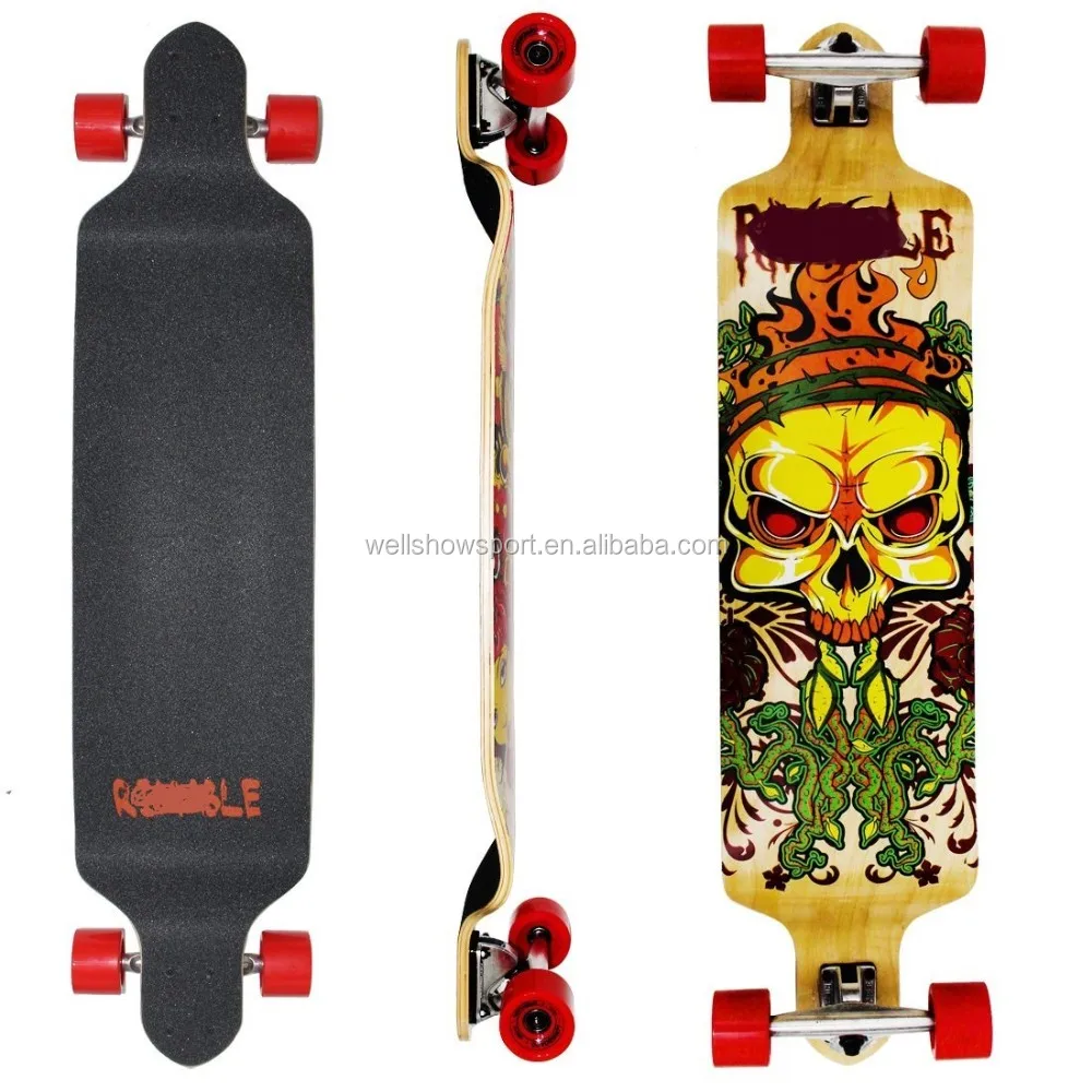 Wellshow Sport 41inches Drop Down Drop Through Complete Skateboard ...