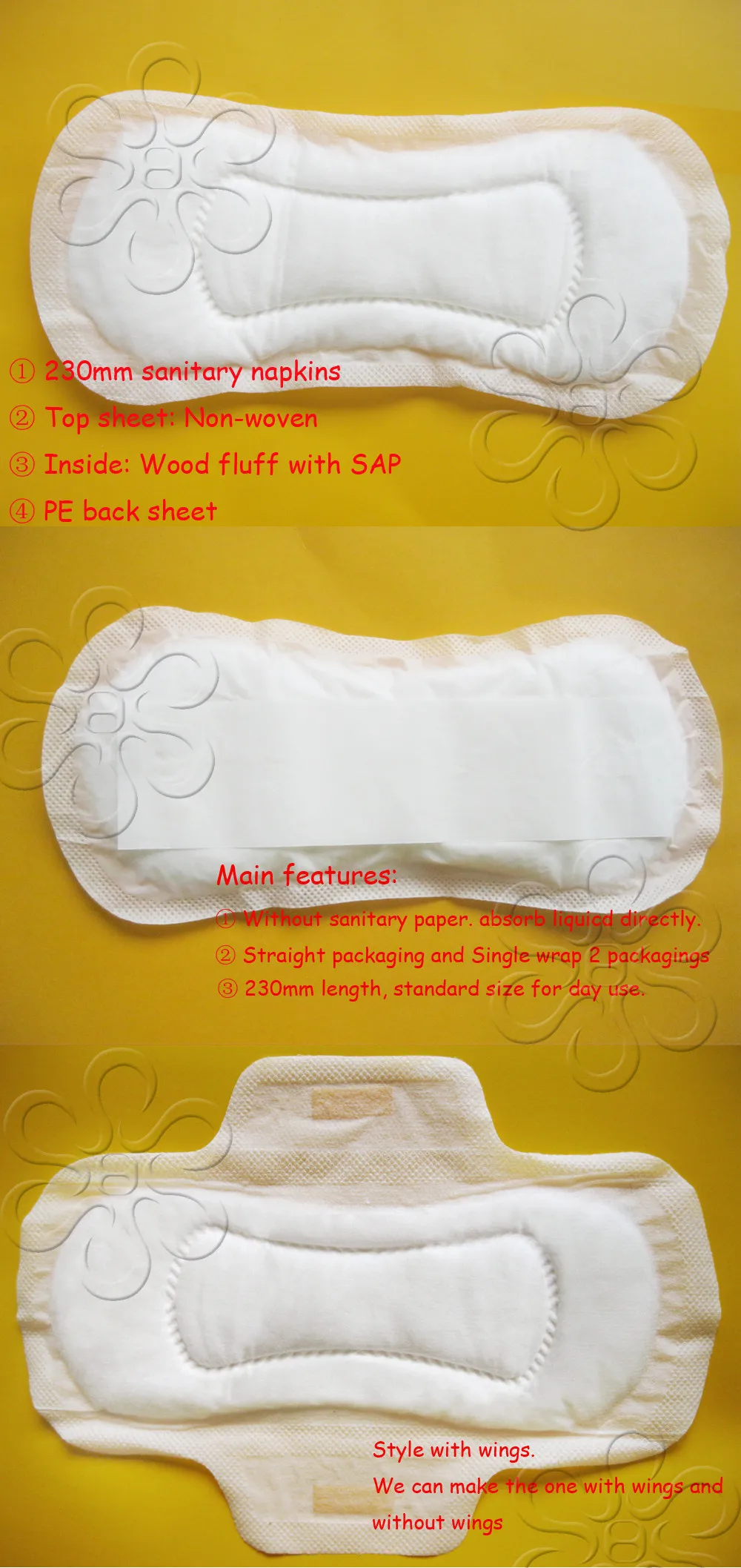 Hospital Sanitary Napkin With Super Absorbent Polymer,Sexy Cotton ...