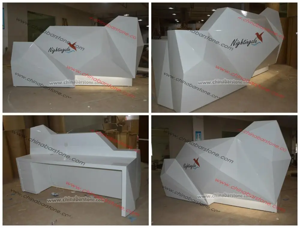 Custom Modern Design S-shaped Wood Solid Surface Two-color Splicing Led ...