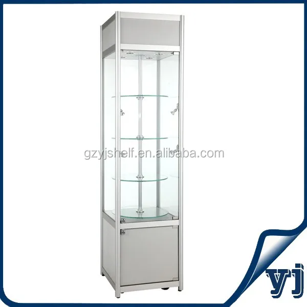 Tower Glass Showcase/ Rotating Titanium Glass Display Case - Buy Glass ...