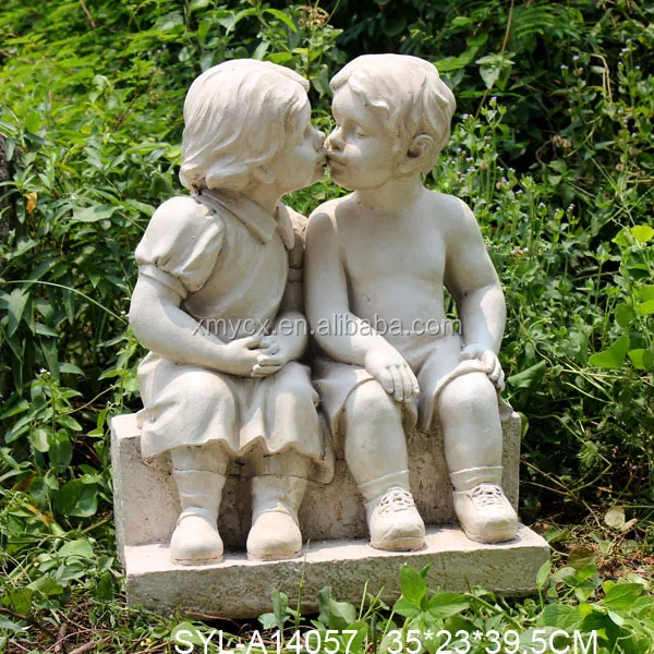 Magnesia decorative little boy and girl outdoor garden sculpture, View garden sculpture, Willken ...