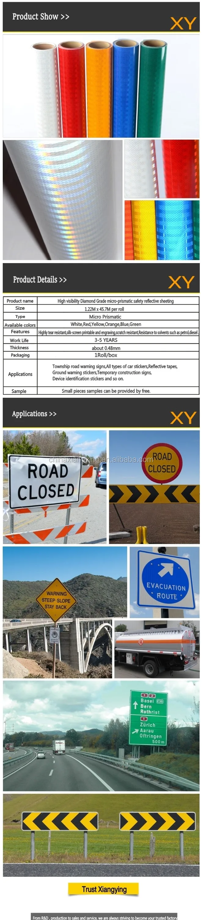 1.22x45.7m High Visibility Diamond Grade 3 M Quality Micro Prismatic ...