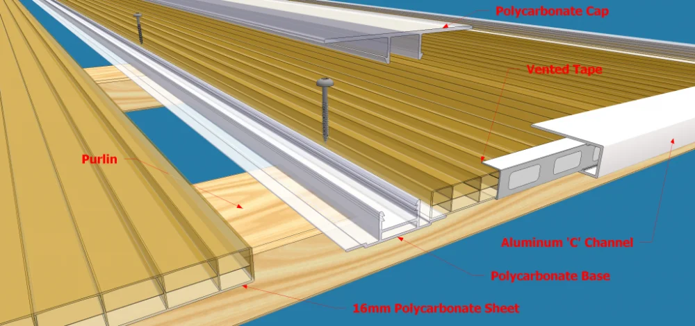 Aluminium H Profile For Polycarbonate Roofing Sheet Polycarbonate Sheet ...