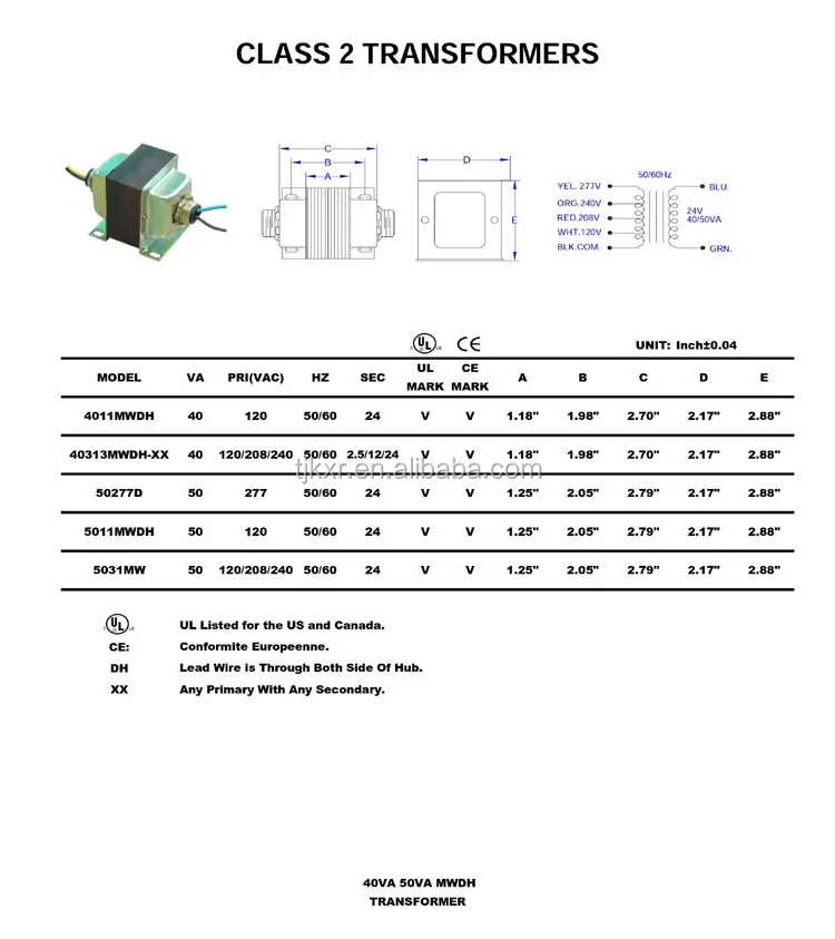 Multi Tap 120v 208v 240v 277v 480v 60hz Hvac Ul Cul Csa Step Down Class ...