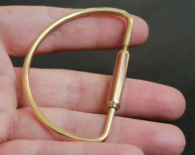 Letter D Shape Gold Durable Brass Screw Lock Clip Key Chain Holder Ring ...