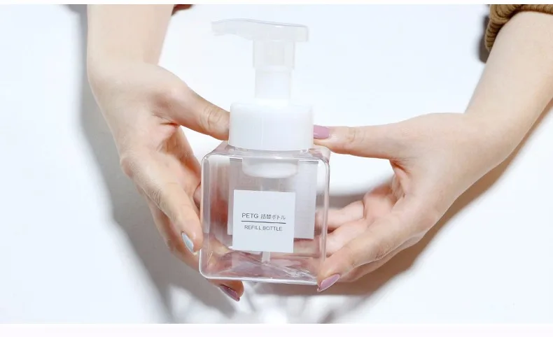 650ml PETG Square Shampoo Bottle with Foam Pump Mousse