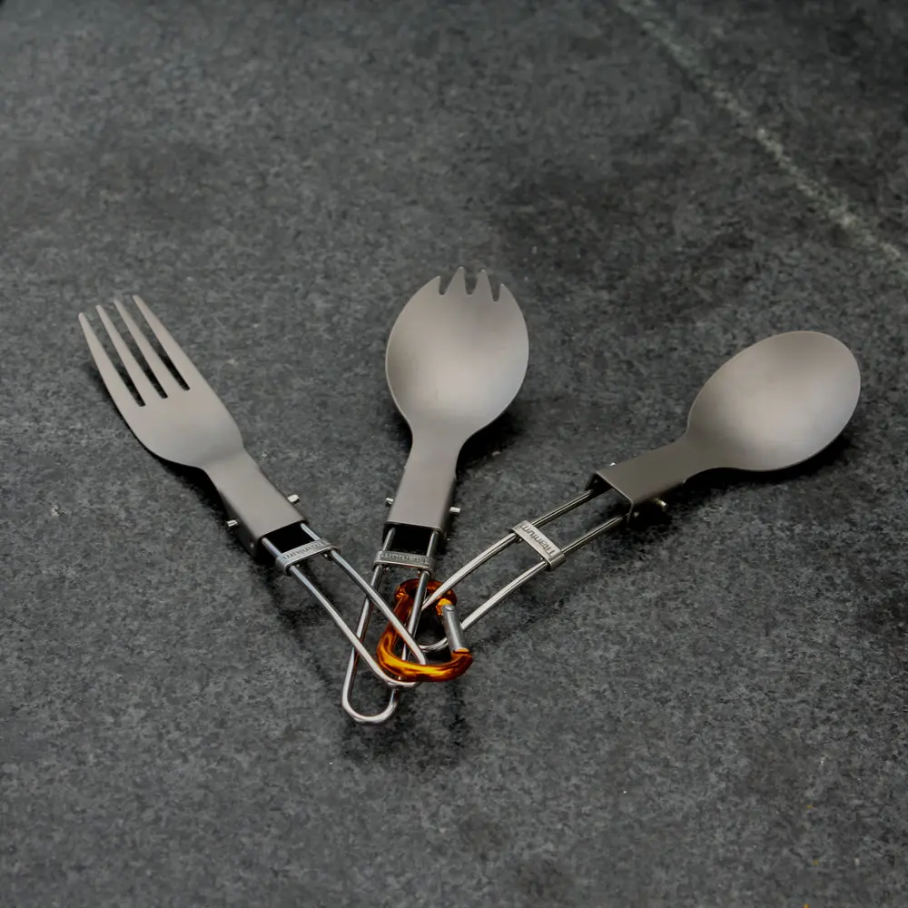 Titanium Spoon Fork Spork With Folding Handle For Outdoor Camping - Buy ...