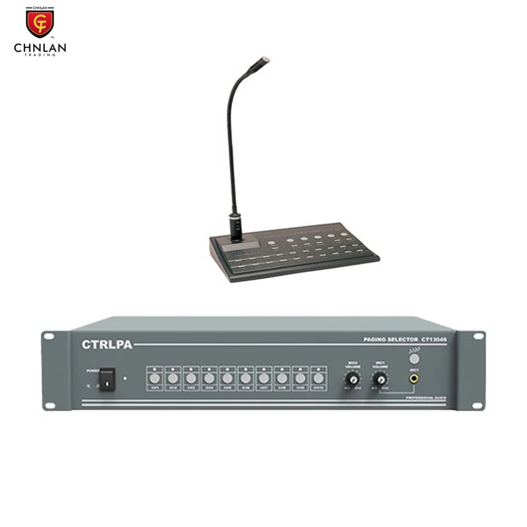 CT1304S PA System Built in Chime 10 Zone Remote Call Paging Microphone ...