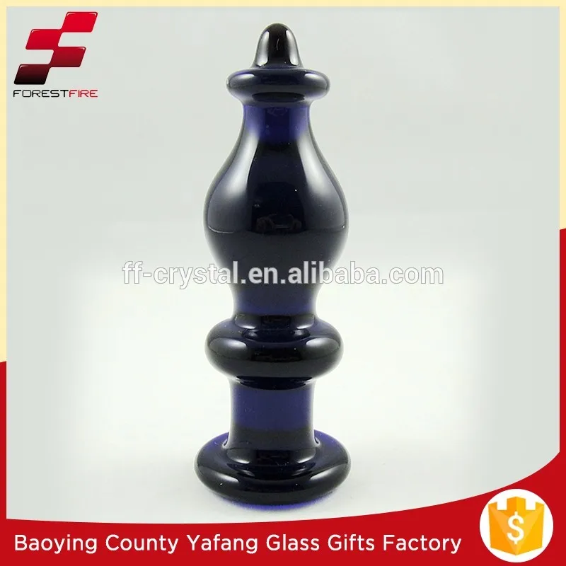 Factory Wholesale Handmade Deep Black Glass Dildobig Blue Dildobig Blue Butt Plug For Lovers