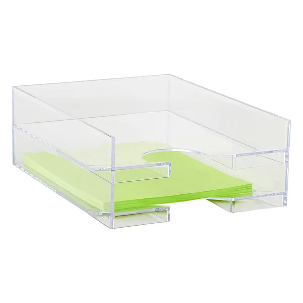 Clear Acrylic Stackable Letter Trays Lucite Desk Paper Organizer ...