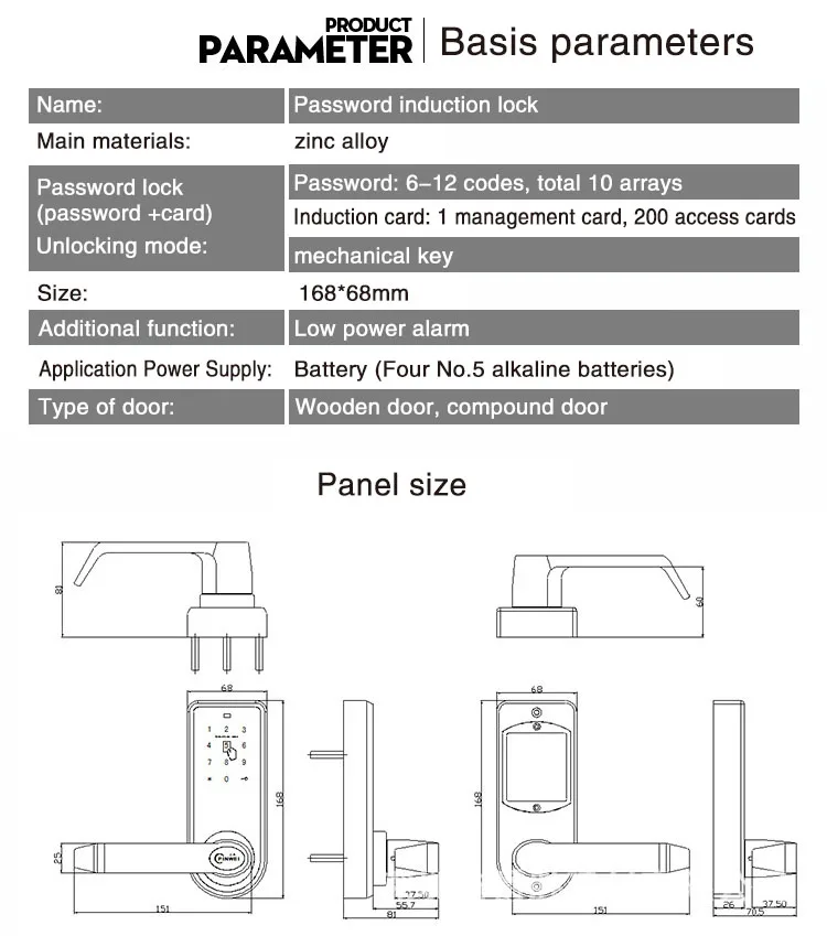 Smart Keypad Swipe Key RFID Card Reader Digital Code Handle Door Lock