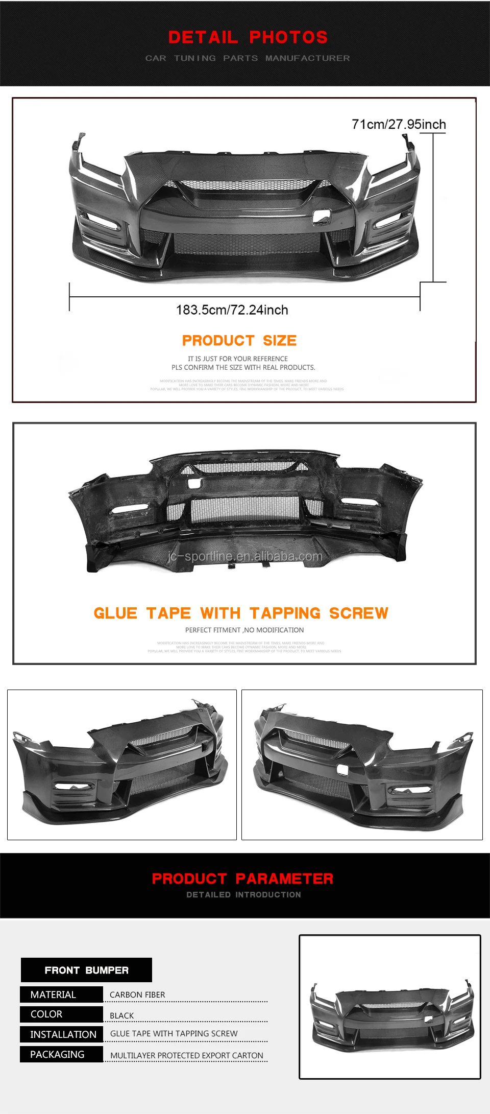 2018 Facelift Pure Carbon GTR Front Car Bumper Kit for NISSAN GT-R R35 ...