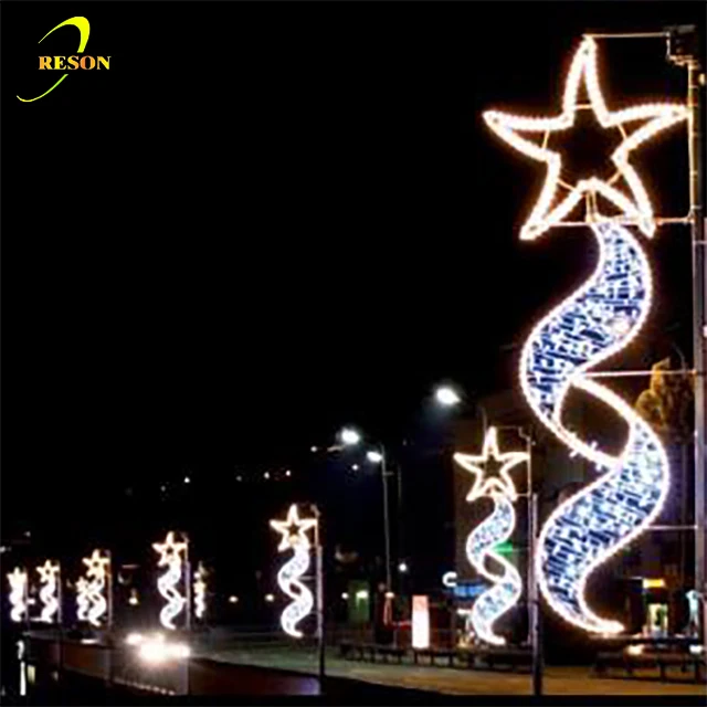Outdoor Festival Lighting - Christmas Decorations Pole Motif LED Street ...