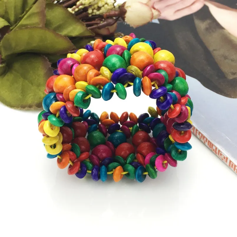 Boho Braided Multilayer Coconut Shell Bracelet Handmade Wood Beaded ...