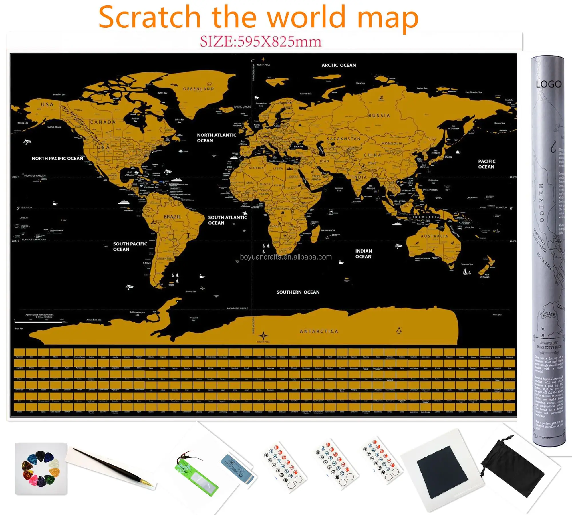 Customized Luminous World Travel Scratch Map| Alibaba.com