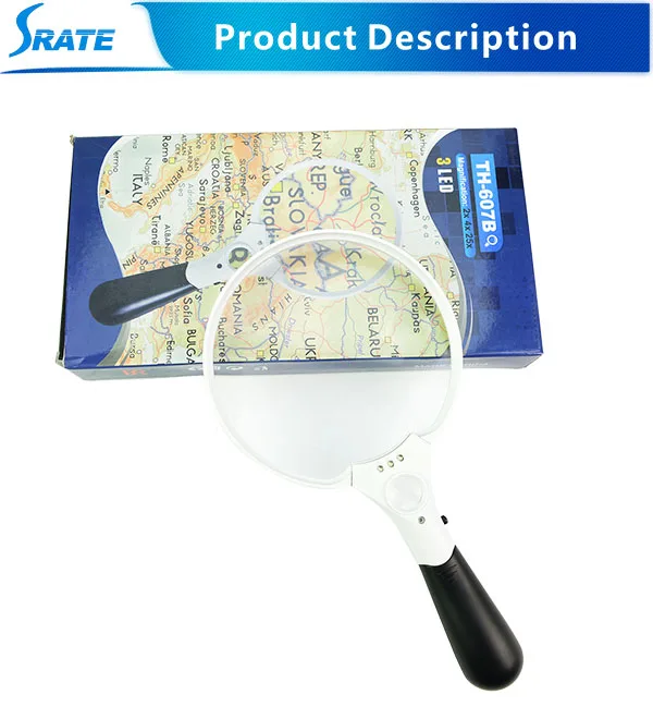5.5 Inches Large LED Lighted Handheld 2X balloon magnifying glass with ...