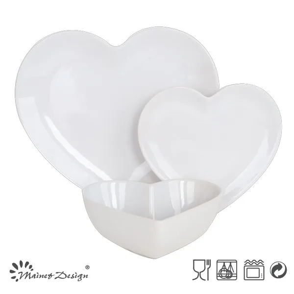 Glazing Solid Color Heart Shape 18pcs Dinnerware Set - Buy Heart Shape ...