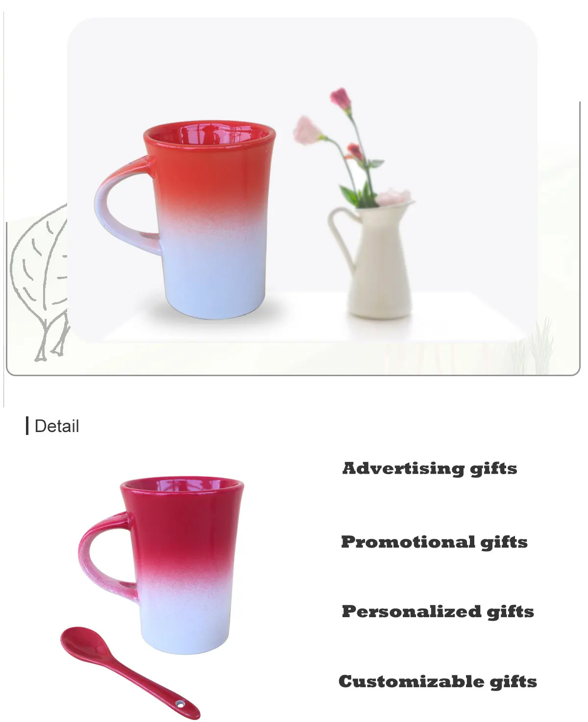 Gradient Color Custom Logo Ceramic Mug With Spoon - Buy Gradient Color ...