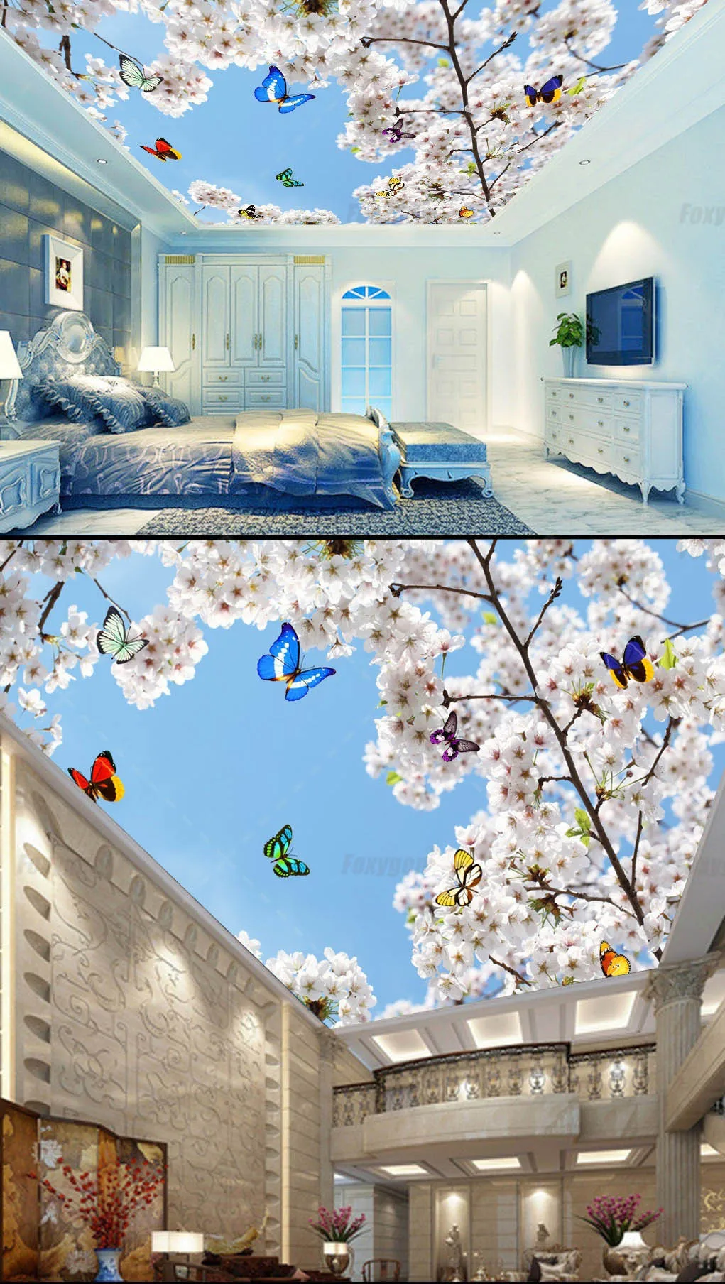 Home Decoration Flowers Butterfly Pvc Ceiling And Wall Panel Price ...