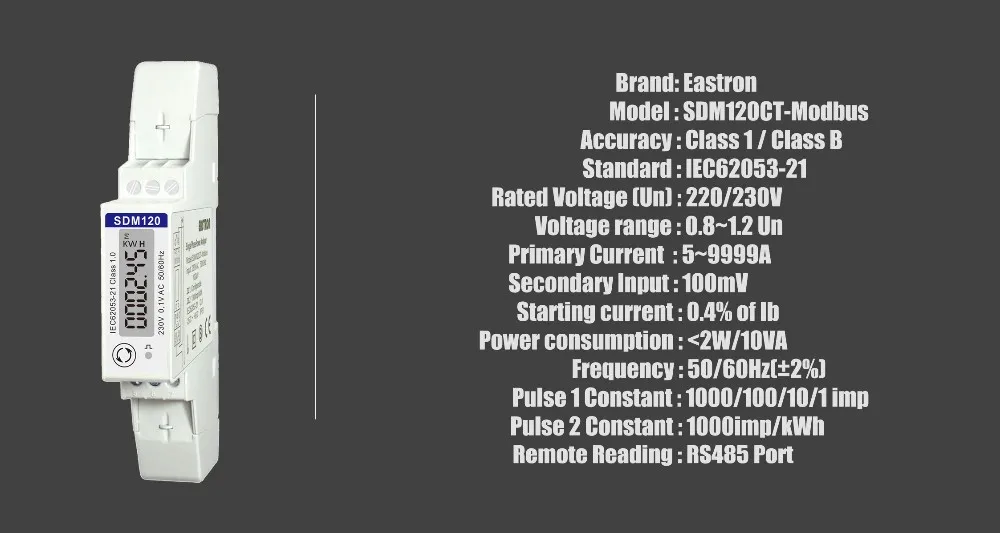Sdm120ct-modbus Single Phase Din Rail Energy Meter Rs485 Modbus,Ct ...