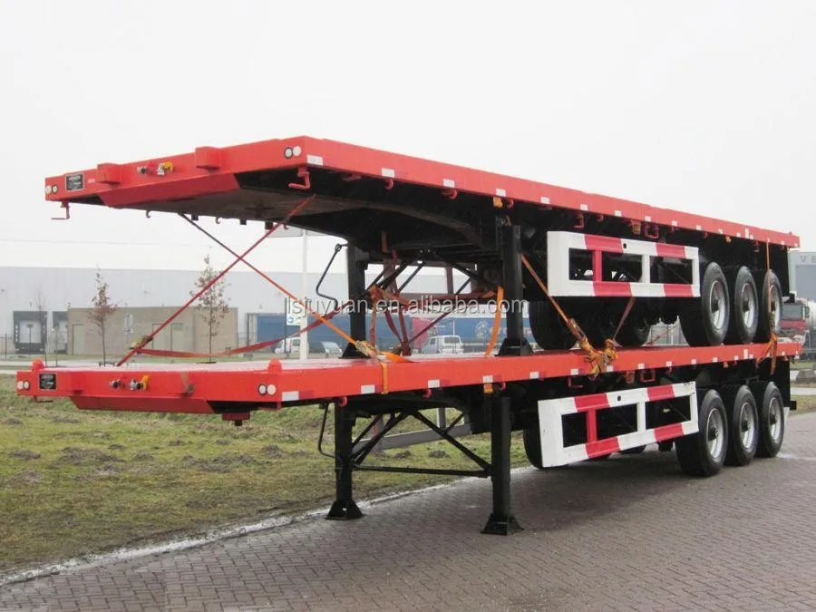 20 Ft 40 Ft Transport Flatbed Container Semi-trailer 40ft Gooseneck ...