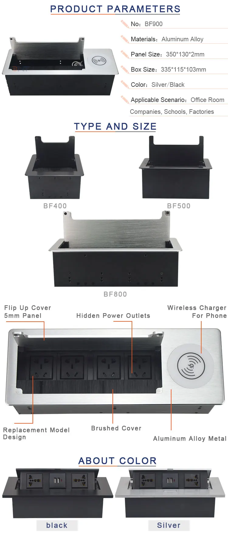 Office Table Mounted Brush Table Socket Outlet With Wireless Charger ...