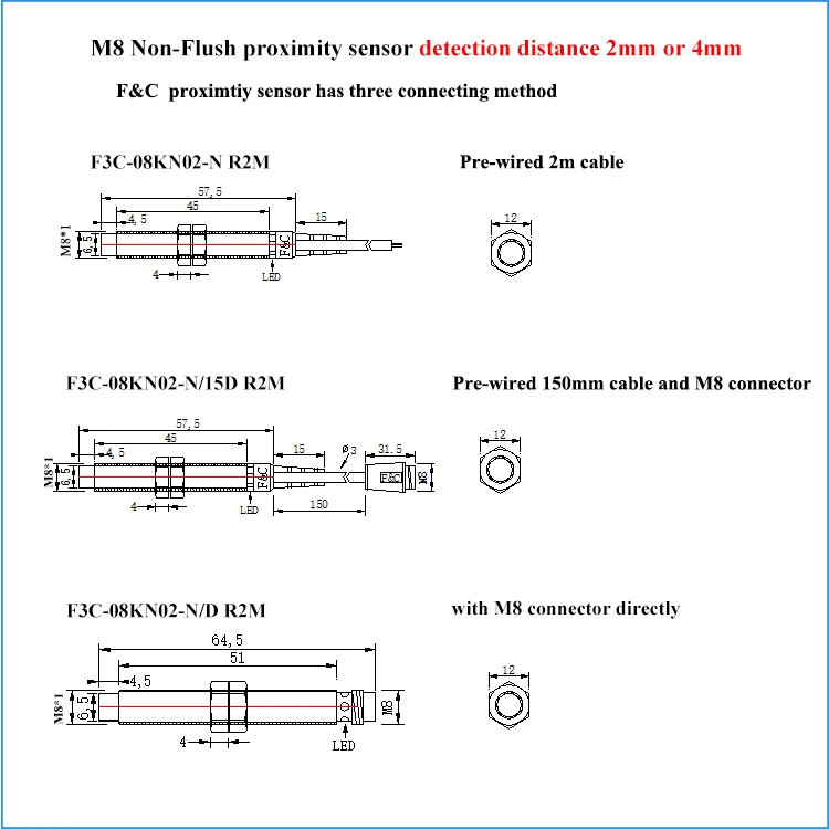 Metal Detector Sensor NPN NO 12V DC Proximity Sensor M8