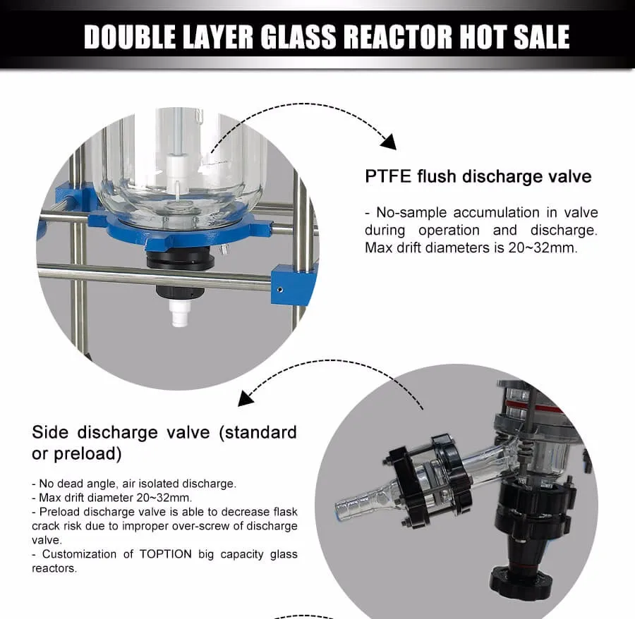 2L Lab Jacketed Batch Glass Reactor with Rectification Column