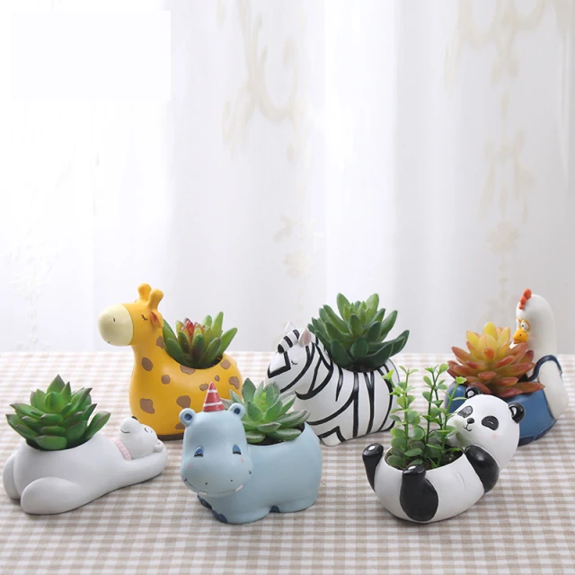 Roogo Home Resin Outdoor Mini Garden Desktop Succulent Green Plant ...