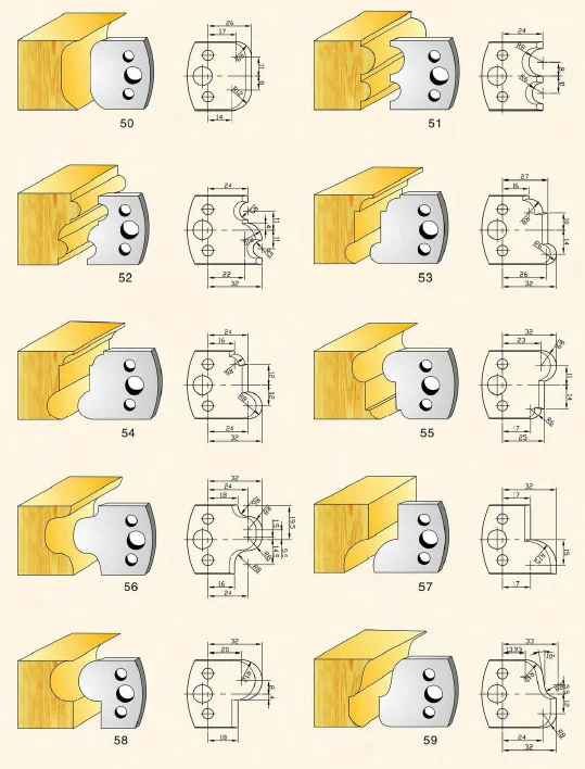 Woodworking Cutters 7pcs Cutter Head Profile Complete With Blades ...