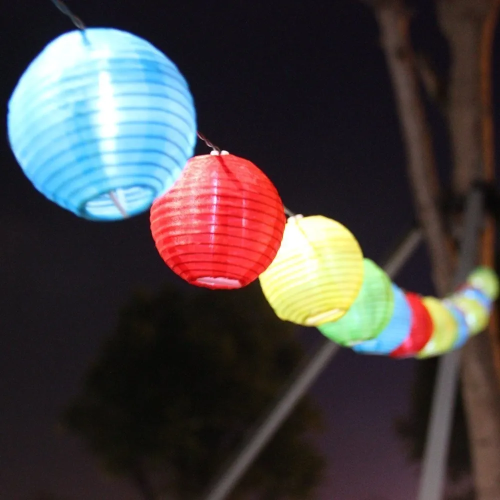 20 Colorful Lanterns Led String Lights Nylon Cloth Chinese Lantern Led ...