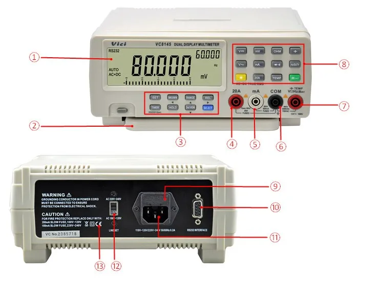 Vc8145 80000 Counts True Rms Multimeter With Computer Interface - Buy ...