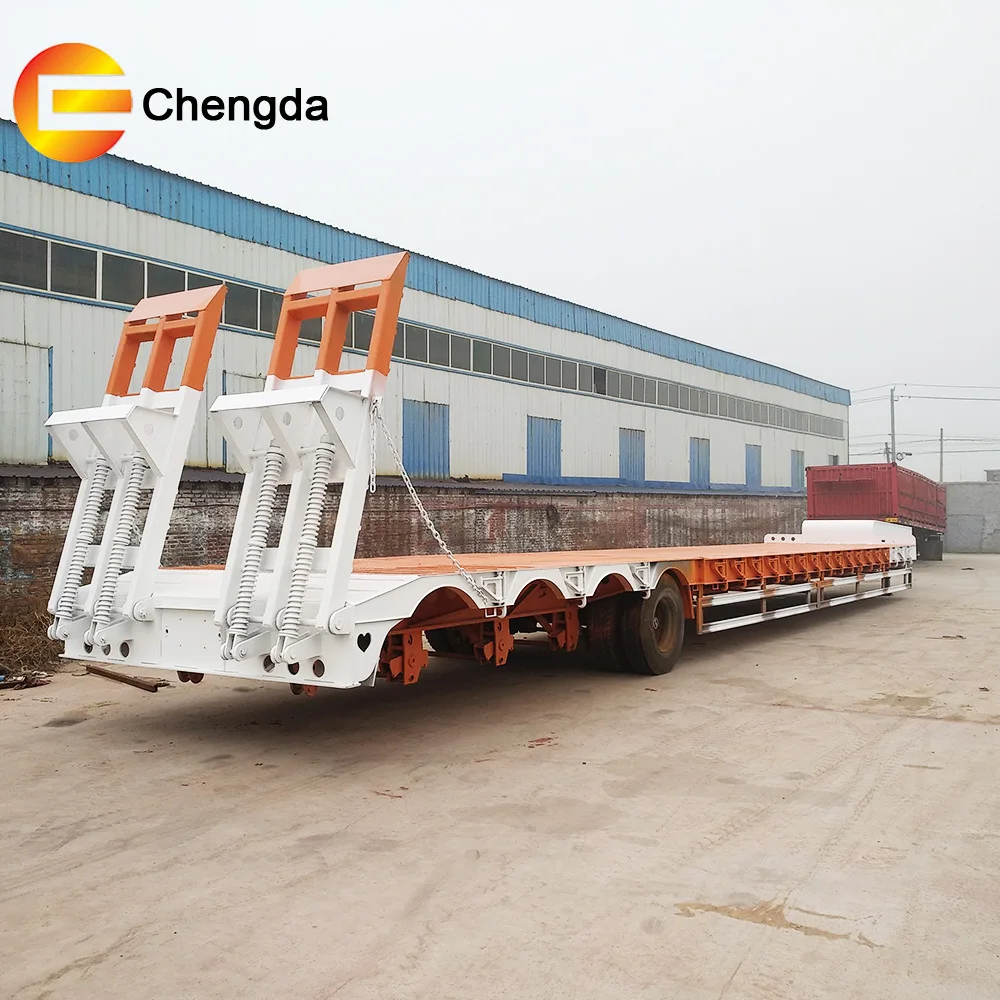 3 Axles Low Bed Remorque - 60 Ton Lowboy Truck Trailer