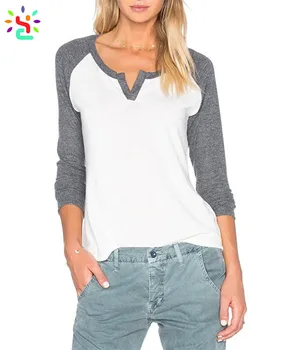 Womens Raglan Baseball T Shirt V Neck Tee Long Sleeve Jersey T Shirts ...