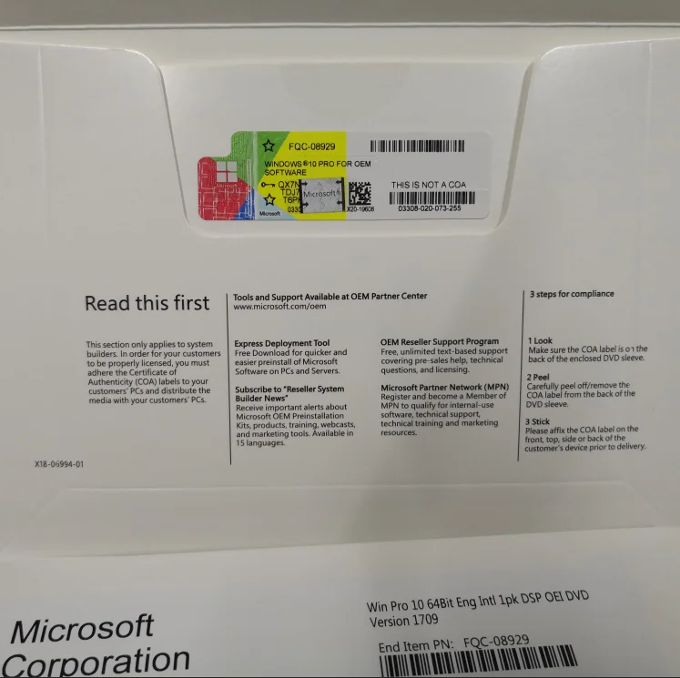 Used globally Original Microsoft Windows 10 Pro Activation Key Code Win ...