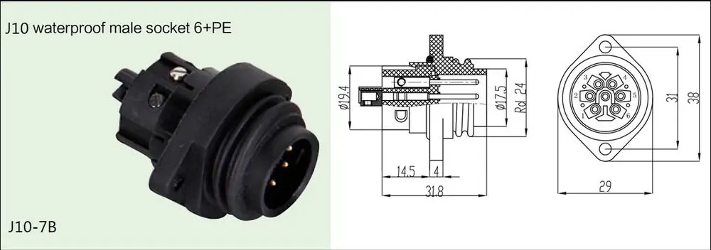 Rd24 Plastic Male Plug 3+pe 4pin Waterproof Rd24 Connector - Buy Eco ...