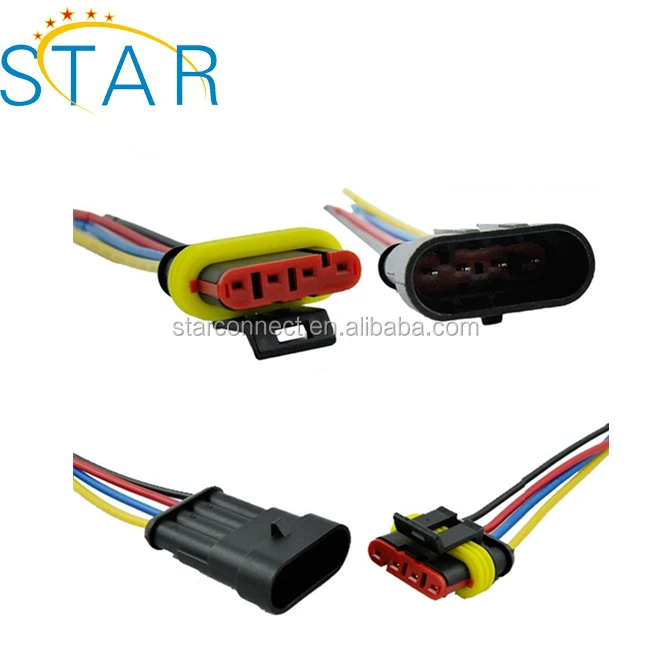 4 Pin AMP Superseal Waterproof Connector for Electrical Wire Harness