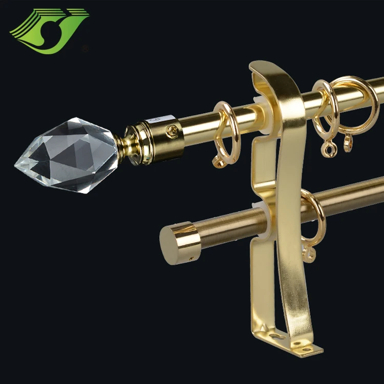 Polished Bay Window Curtain Rod And Rails With Glass Finial - Buy ...